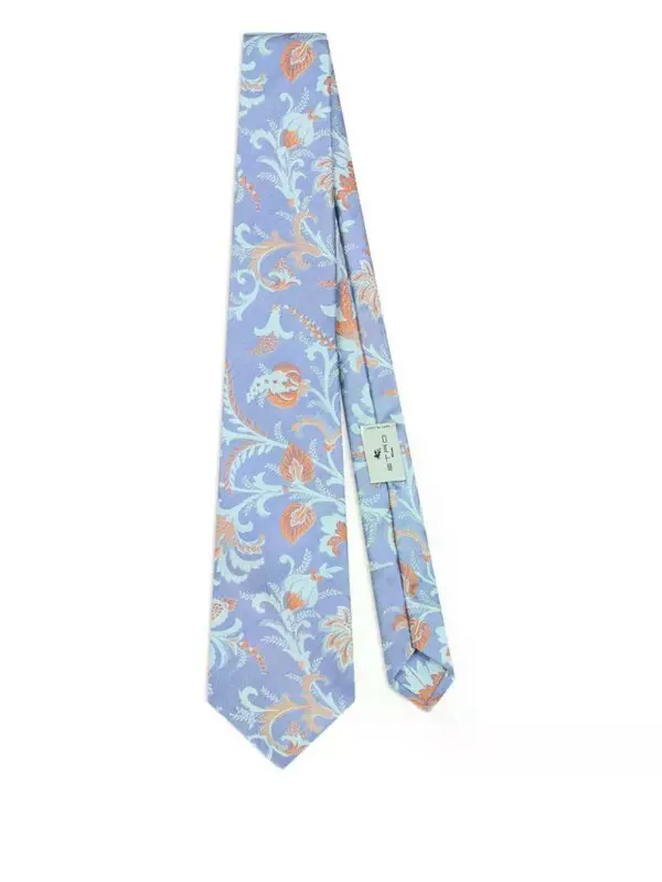 Etro Floral Jacquard Neck Tie - Blue