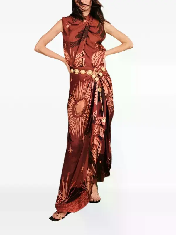 Johanna Ortiz Imaginative Draped Printed Top - Red