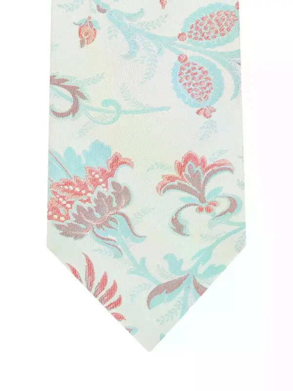 Etro Jacquard Floral Motif Neck Tie - Neutrals