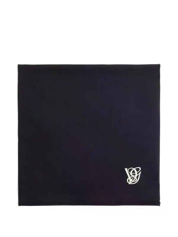 Valentino Garavani Vg Wool Scarf With Embroidery - Blue