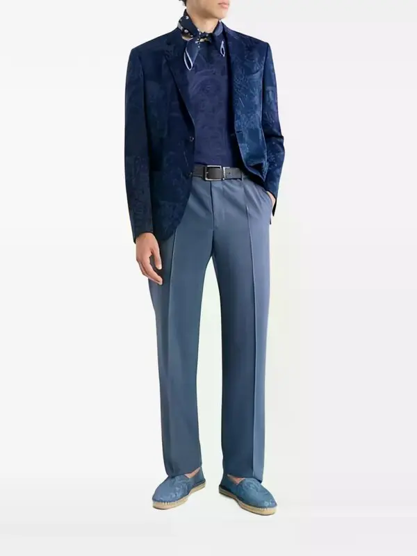 Etro Single-breasted Cotton Jacquard Jacket With Floral Motif