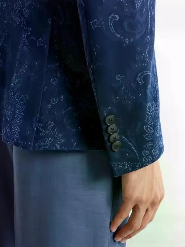 Etro Single-breasted Cotton Jacquard Jacket With Floral Motif