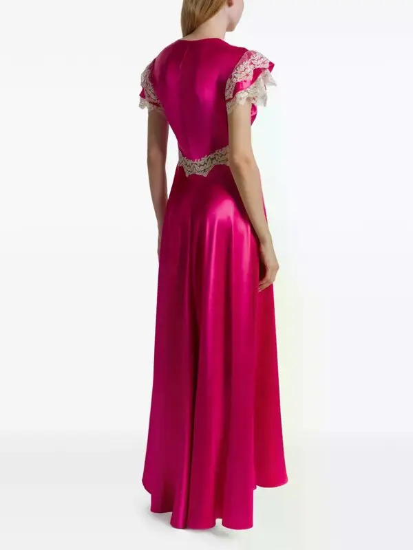 Alberta Ferretti Lace-trim Maxi Dress - Pink
