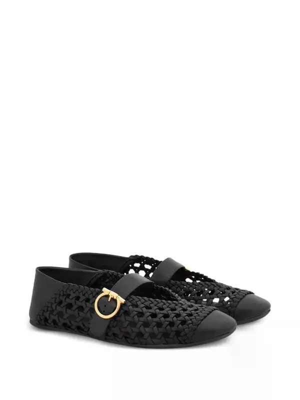 FERRAGAMO Braided Gancini-buckle Ballet Flats