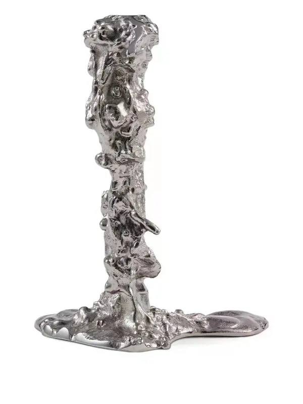 POLSPOTTEN Sculptural Candlestick Holder - Silver