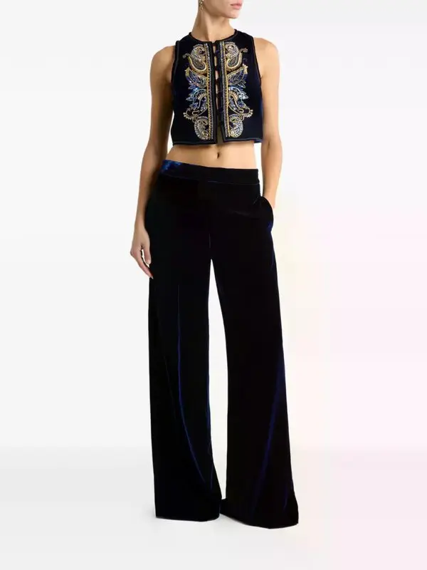 Etro Paisley Foliage Embroidered Velvet Waistcoat