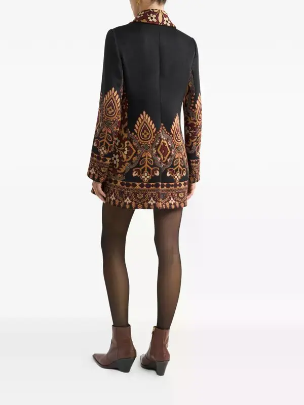 Etro Double-breasted Jacquard Coat With Floral Motif