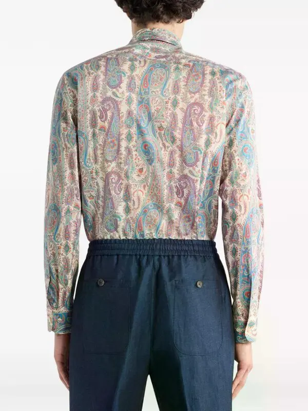 Etro Paisley Foliage Cotton Muslin Shirt - Neutrals