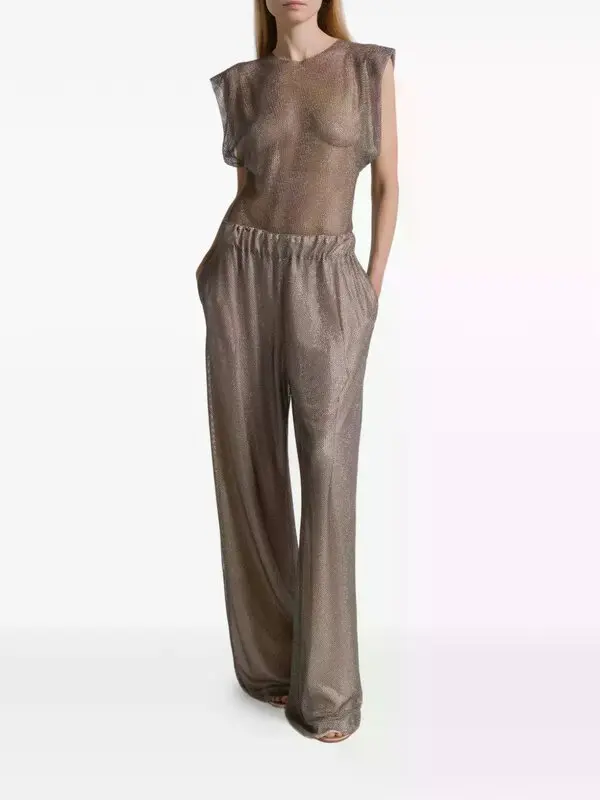 Alberta Ferretti Elastic-waistband Trousers - Silver