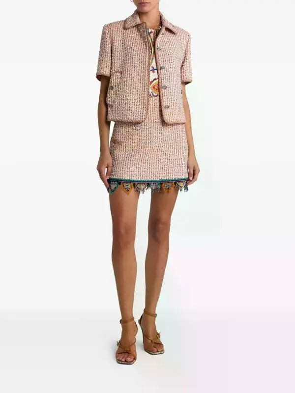Etro Fringed Tweed Mini Skirt - Neutrals