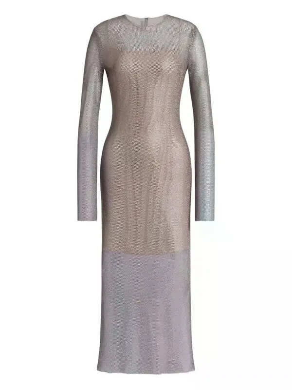 Alberta Ferretti Long-sleeve Midi Dress - Grey