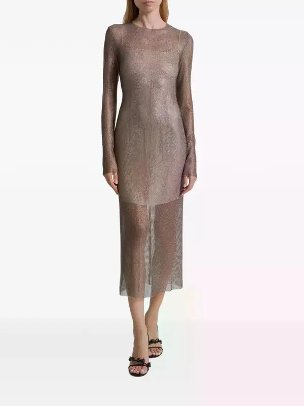 Alberta Ferretti Long-sleeve Midi Dress - Grey