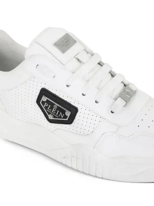 Philipp Plein Perforated-detail Low Top Sneakers - White