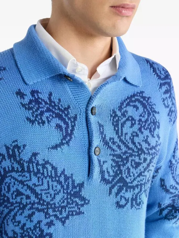 Etro Jacquard Knit Polo Sweater