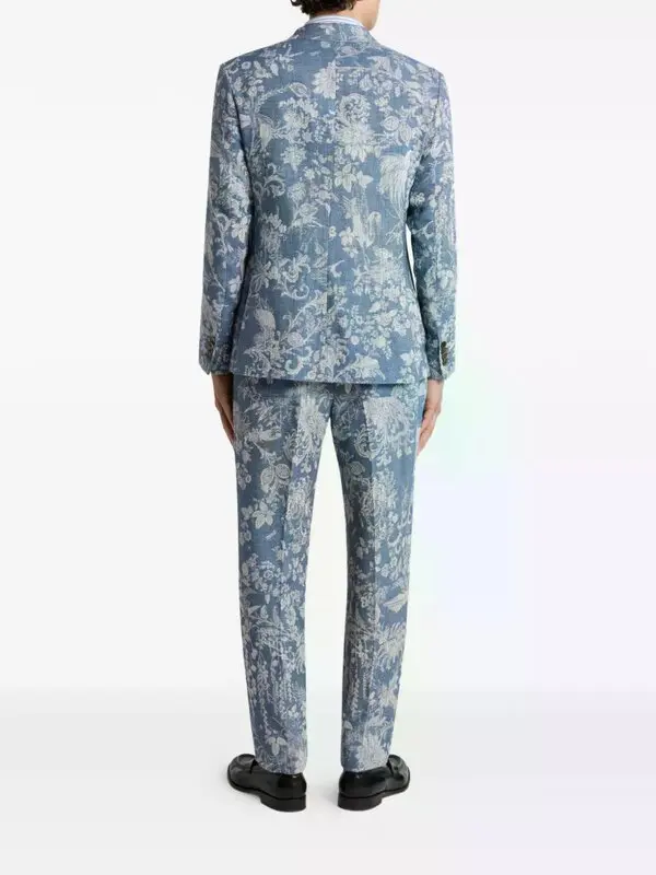 Etro Floral Jacquard Cotton Jacket - Blue