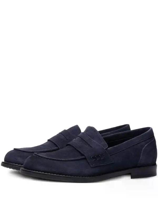 POCHE PARIS Suede Round-toe Loafers - Blue