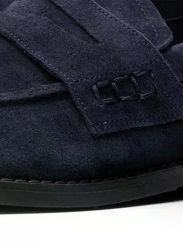POCHE PARIS Suede Round-toe Loafers - Blue