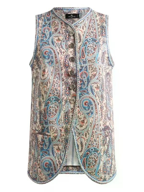 Etro Floral Paisley-motif Jacquard Waistcoat - Neutrals