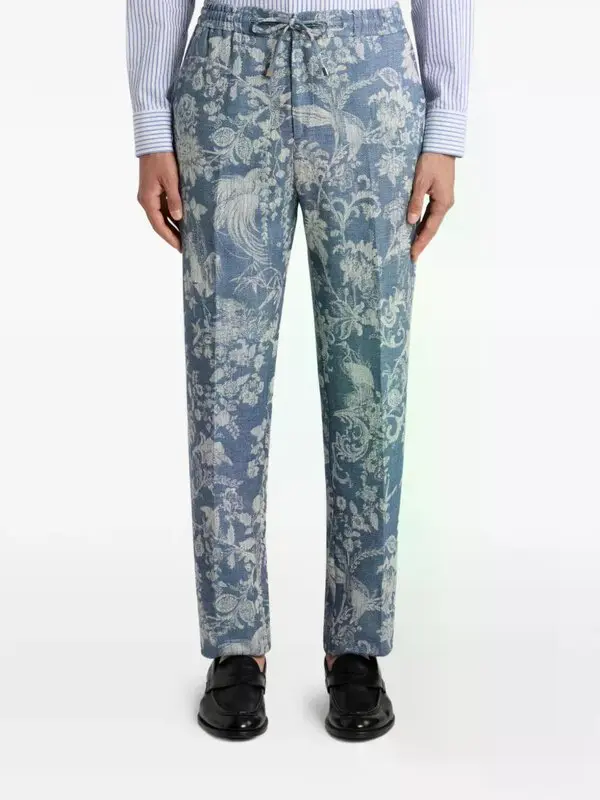 Etro Jacquard Floral Trousers