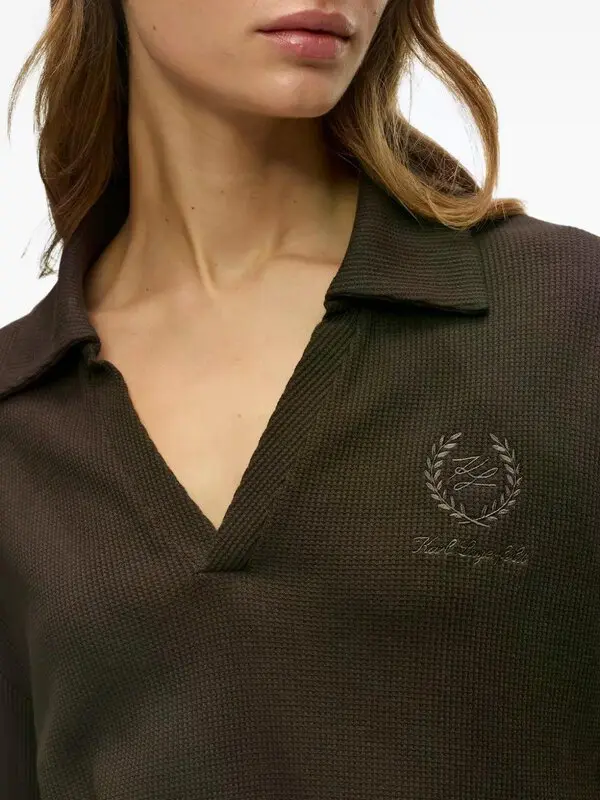Karl Lagerfeld Crest-embroidered Polo Shirt - Brown