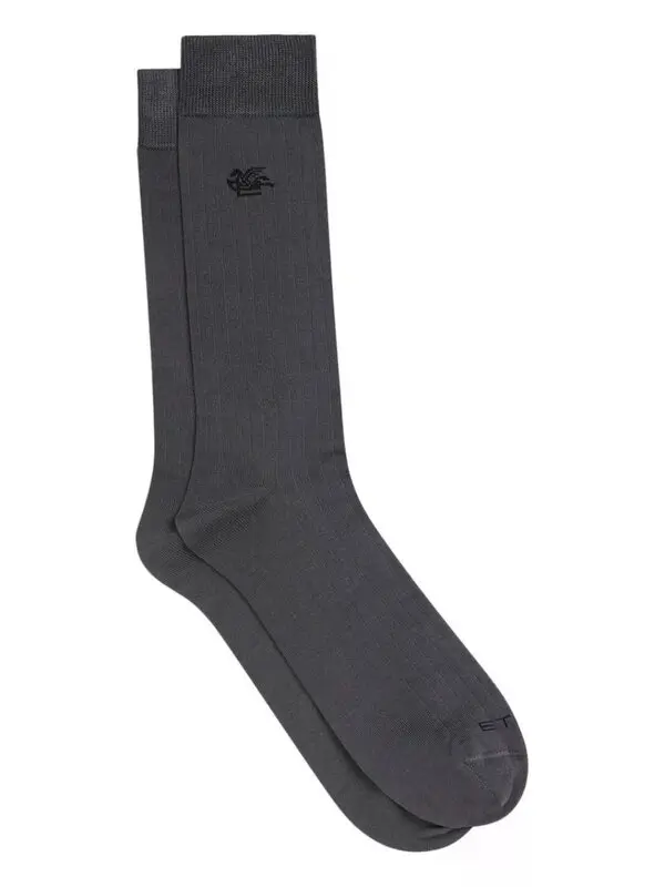 Etro Pegaso Logo Cotton Socks - Grey