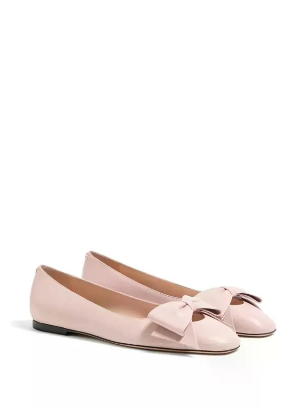 Valentino Garavani Kidskin Ballerina With Bow Detail - Pink