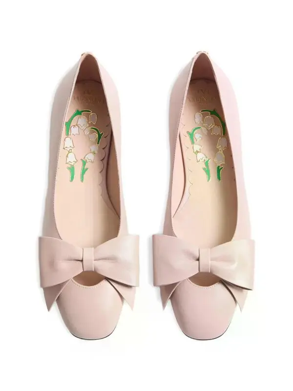 Valentino Garavani Kidskin Ballerina With Bow Detail - Pink
