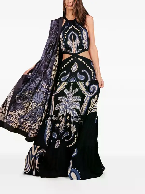 Johanna Ortiz Bloom Cut-out Maxi Dress - Blue