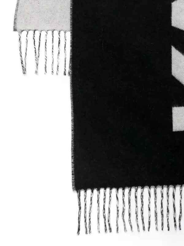 Karl Lagerfeld Logo-detail Fringe Scarf - Black