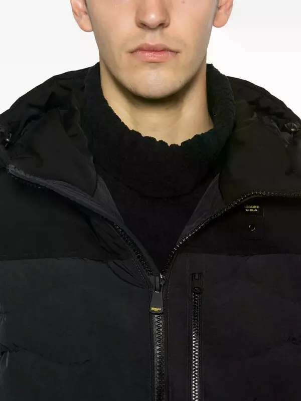 BLAUER. Hooded Quilted Jacket - Black