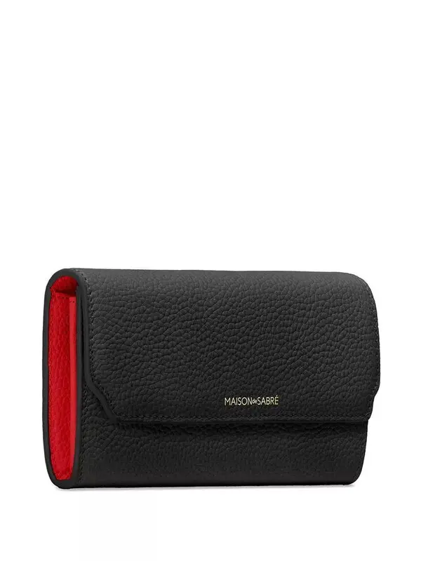 MAISON DE SABRE Flap Leather Long Wallet - Black