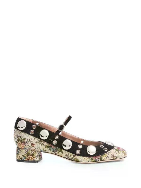 Valentino Garavani Mary Jane Floral-patterned Pumps - Neutrals