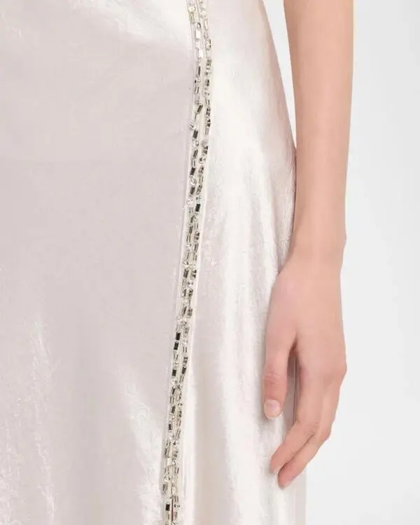 JASON WU Crystal-trimmed Bias Midi Skirt - Oyster