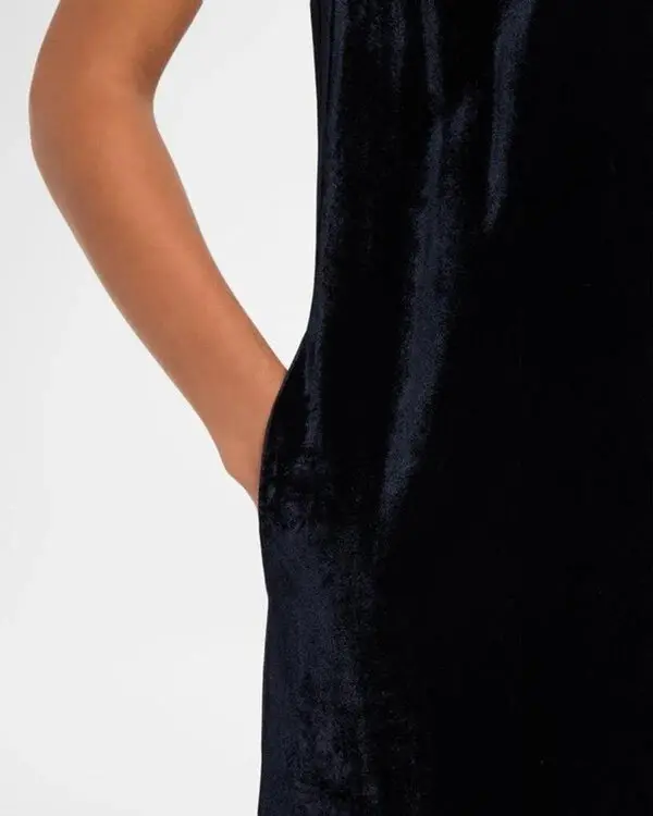 Peserico Sleeveless V-back Velvet Maxi Dress - Blue