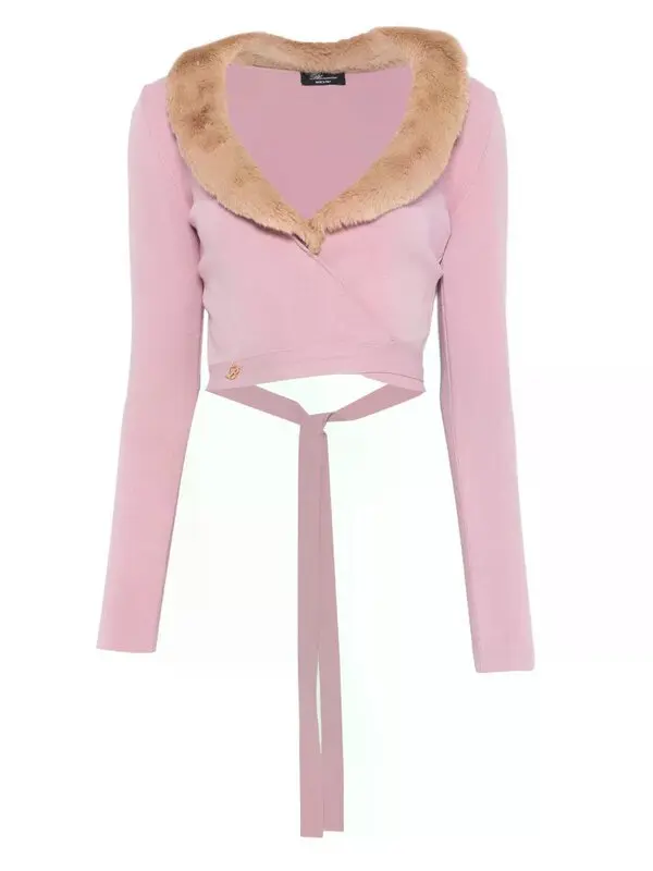 Blumarine Faux-fur-collar Cardigan - Pink