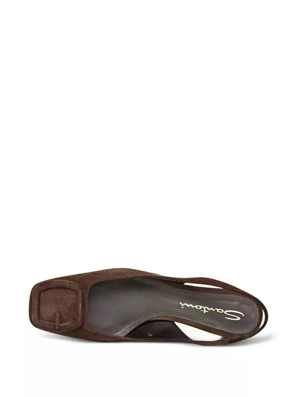 Santoni 5mm Suede Buckle Detail Pumps - Brown
