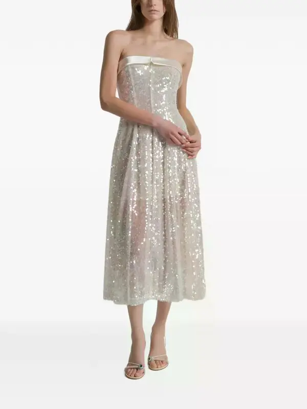 Alberta Ferretti Strapless Midi Dress