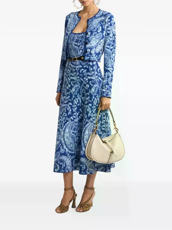 Etro Jacquard Midi Dress With Floral Paisley Motif - Blue