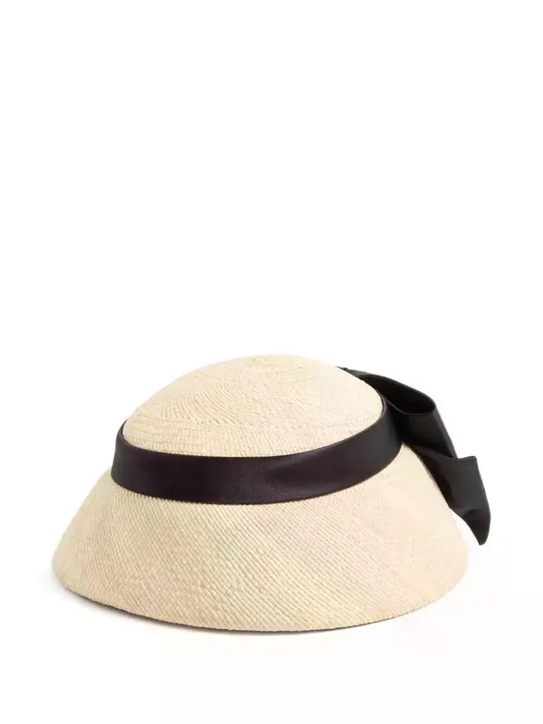 Valentino Garavani Satin Bow Panama Hat - Bqb Natural/black
