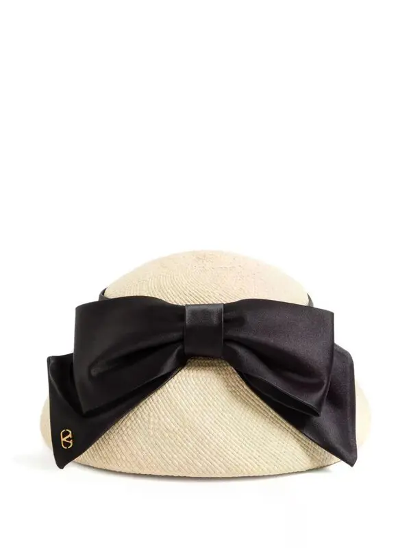 Valentino Garavani Panama Hat With Vlogo Signature Bow Detail - Neutrals
