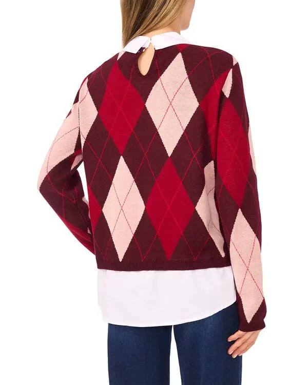 CECE DUPRAZ Layered Argyle Sweater