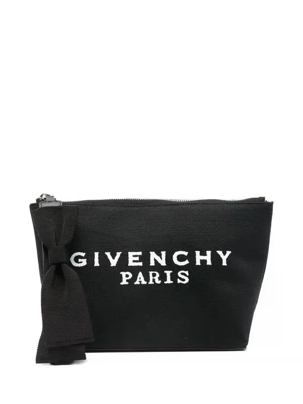 Givenchy Logo Clutch With Bow Detail - Black