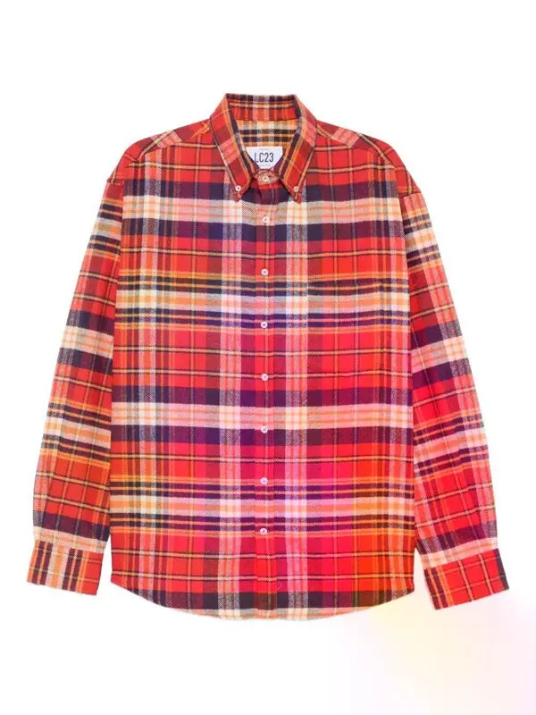 LC23 Plaid-pattern Pocket Shirt - Orange