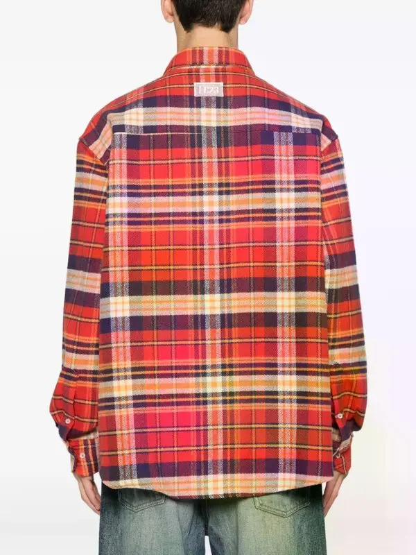 LC23 Plaid-pattern Pocket Shirt - Orange