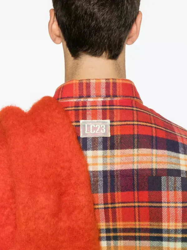 LC23 Plaid-pattern Pocket Shirt - Orange