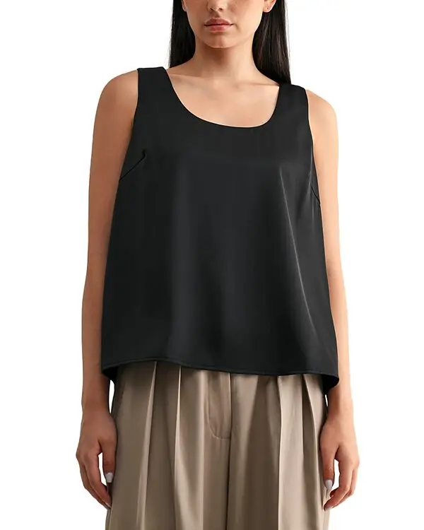 LUVEE Mable Satin Tank Top - Black