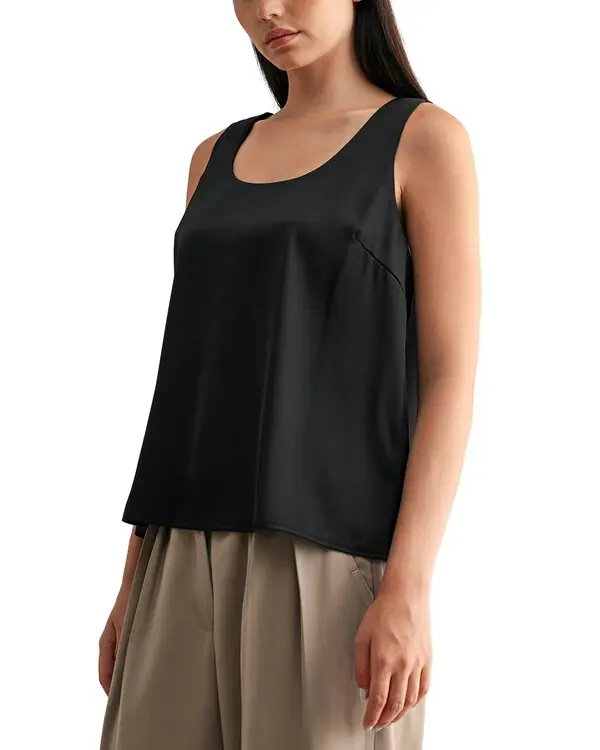 LUVEE Mable Satin Tank Top - Black