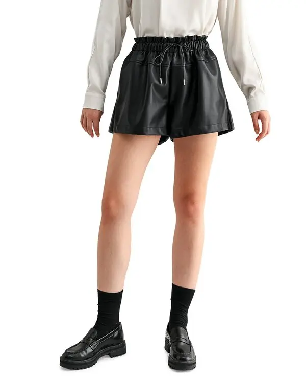 LUVEE Mable High Waist Faux Leather Shorts