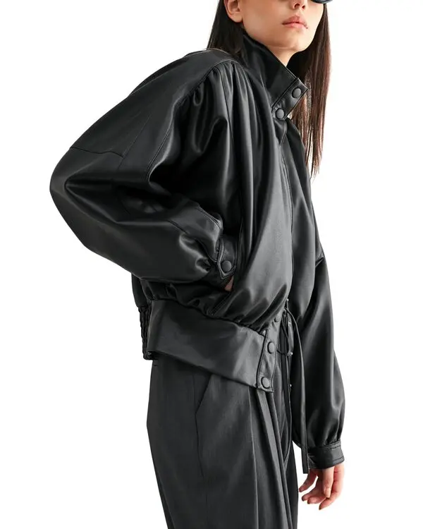 LUVEE Mable Faux Leather Bomber Jacket