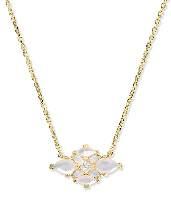 Kendra Scott Stone Cluster Pendant Necklace - White/gold